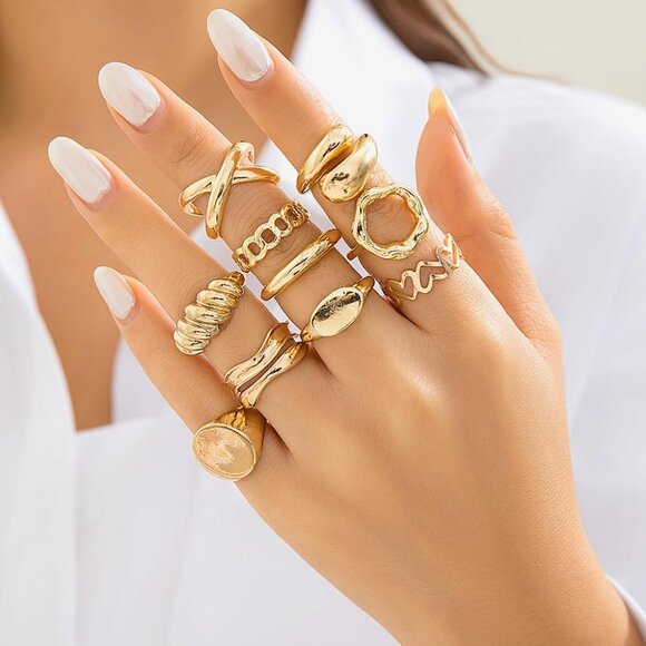 Jewelry | 14k Gold Stackable Knuckle Rings Set For Women Teen ...
